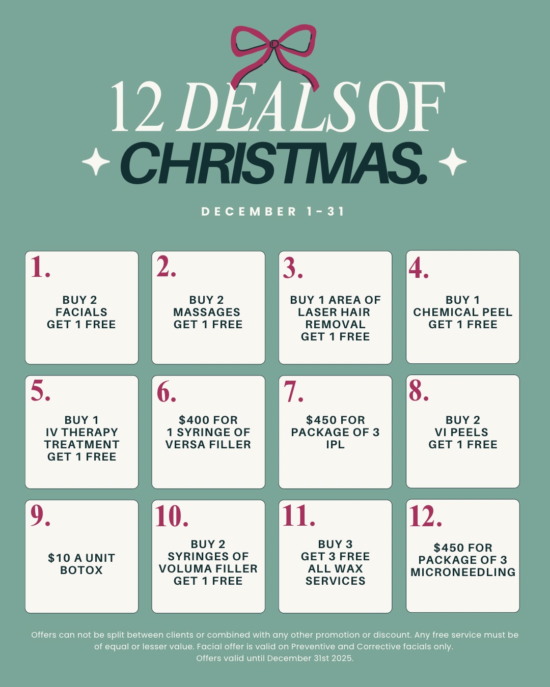 The 12 Deals of Christmas are here! - Belle Sante Medical Spa